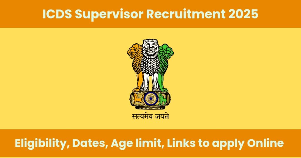 ICDS Recruitment 2025: Apply Online for WB ICDS Supervisor and ...
